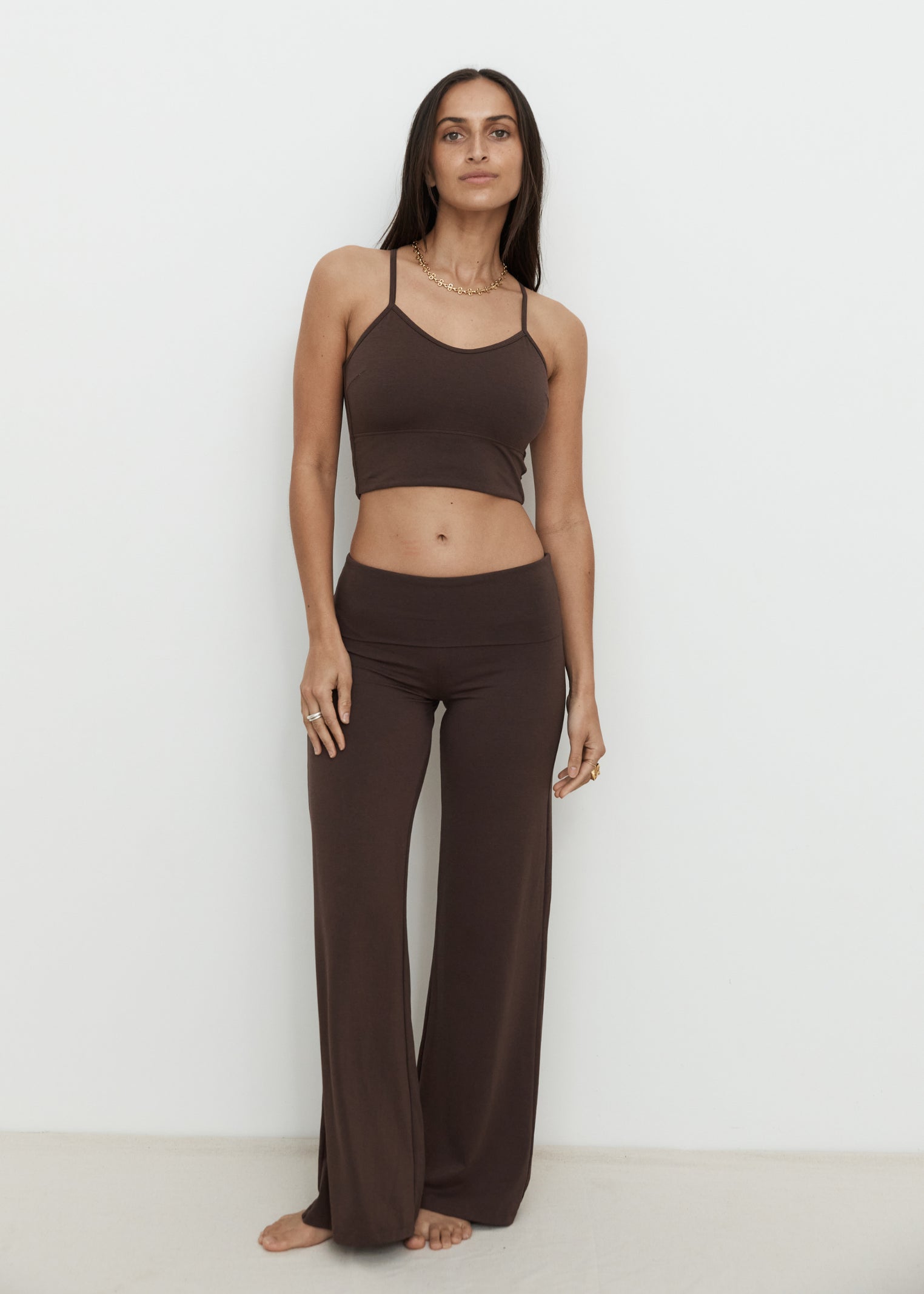 Full Length Yin Flare - Dark Brown -Organic Cotton/Bamboo – Pinky & Kamal