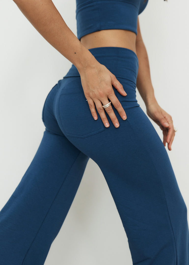 Full Length Yin Flare - Indigo - Organic Cotton/Bamboo – Pinky & Kamal